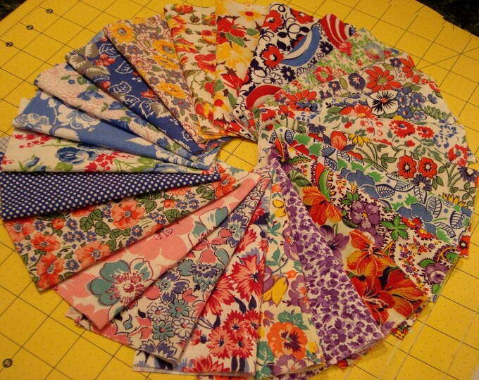 24 Premium Quality Assorted Vintage Feedsack Fabric Sampler Bundle 4 ...