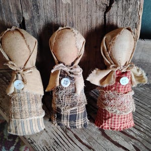 6 Prim Primitive Prairie Stump Doll Bowl Filler Family Wall Pockets ...