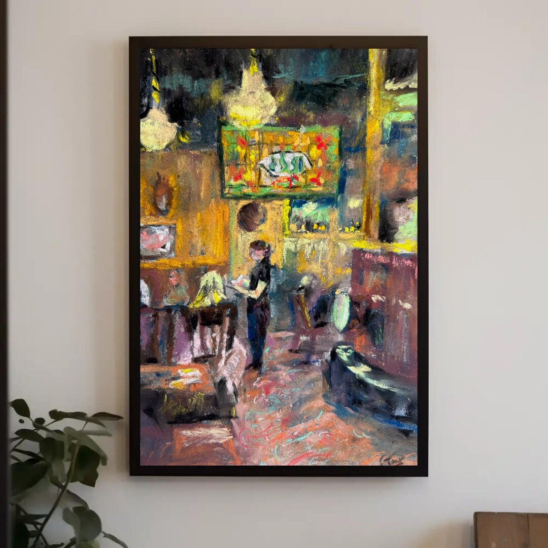 Vintage Cafe Painting: Impressionist Restaurant Scene Art (digital ...