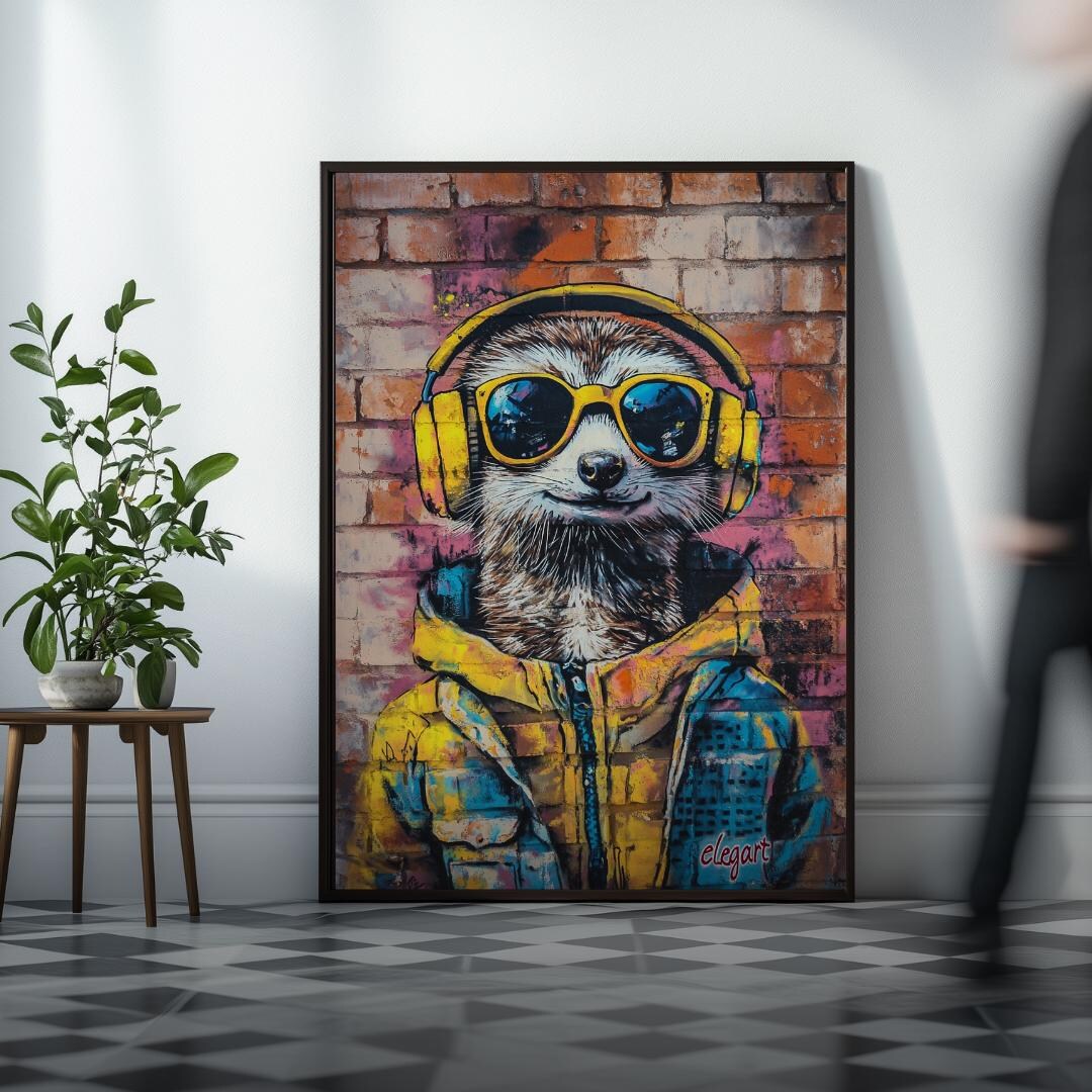 Funky Ferret Wall Art Prints, Fun Wall Art, Fun Poster, Colorful ...