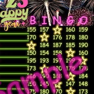 200 New Year 2025 Bingo, 15 Line Bingo Board, Bingo, Pro. Bingo, Themed ...