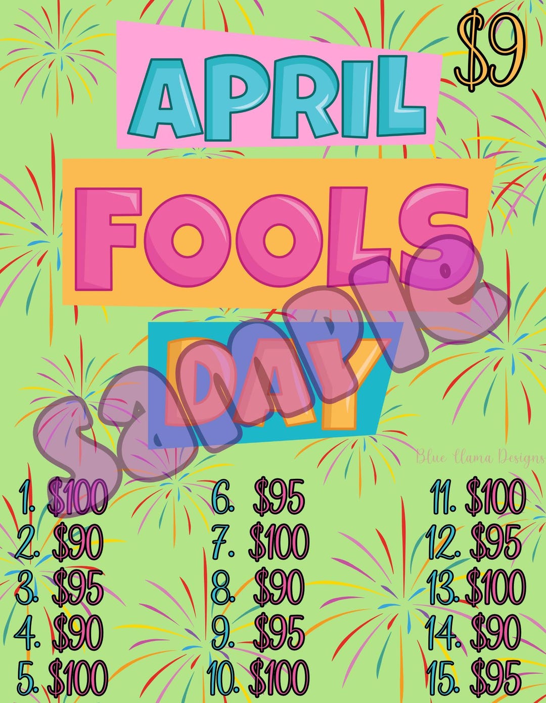 April Fools Day 15 Line Bingo Board, Bingo, Pro. Board, Themed Bingo ...