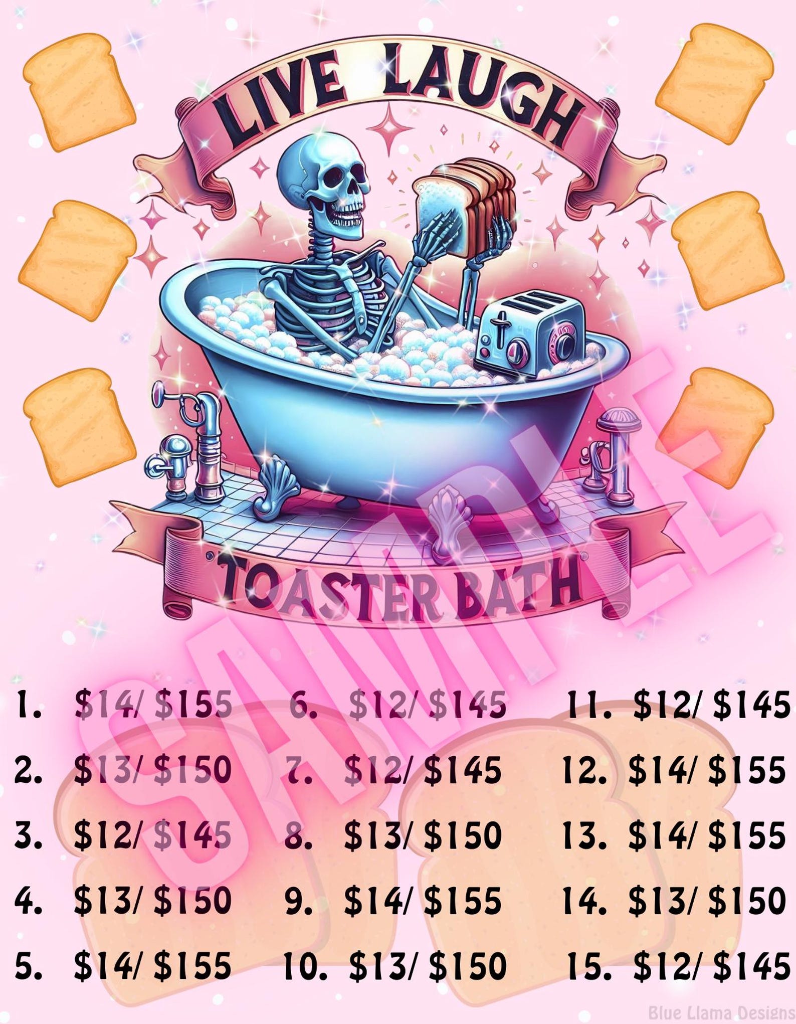 Toaster Bath 15 Line Bingo Board, PYP Bingo, Pro. Board, Themed Bingo ...