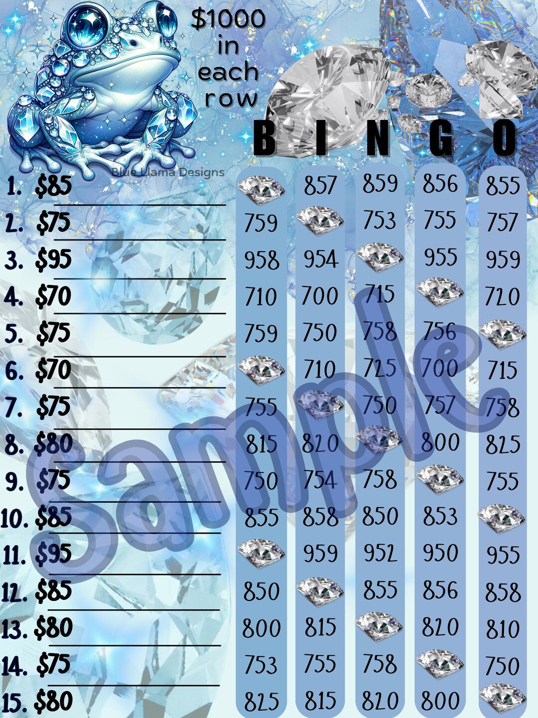 1000 Sparkle Frog Bingo, 15 Line Bingo Board, PYP Bingo, Pro. Board ...