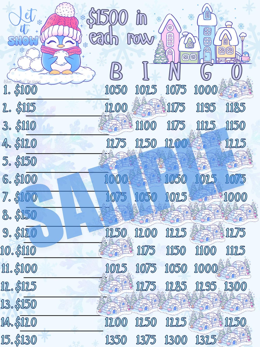 1500 Penguin Bingo, 15 Line Bingo Board, PYP Bingo, Pro. Board, Themed ...