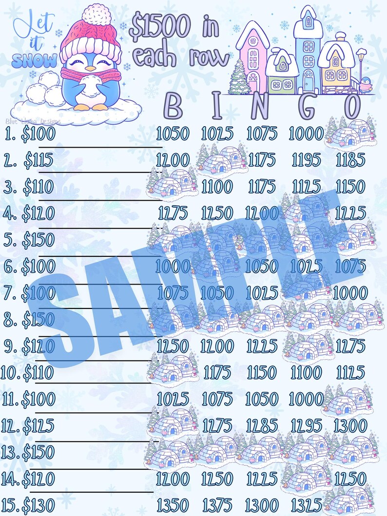 1500 Penguin Bingo, 15 Line Bingo Board, PYP Bingo, Pro. Board, Themed ...