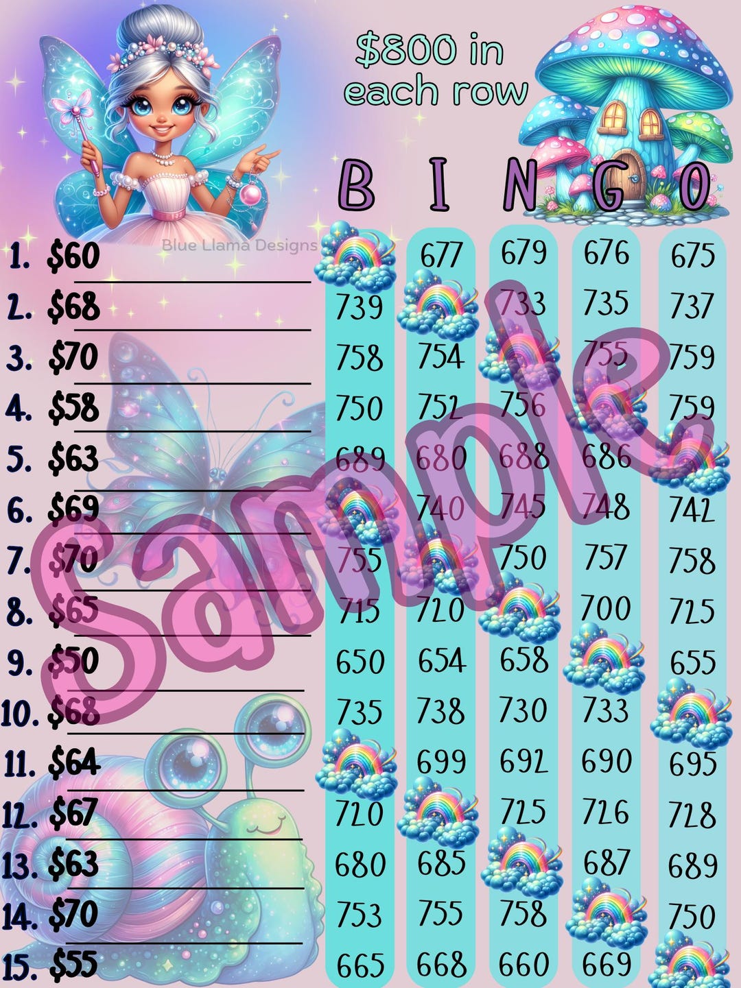 800 Fairy Bingo, 15 Line Bingo Board, PYP Bingo, Pro. Board, Themed ...
