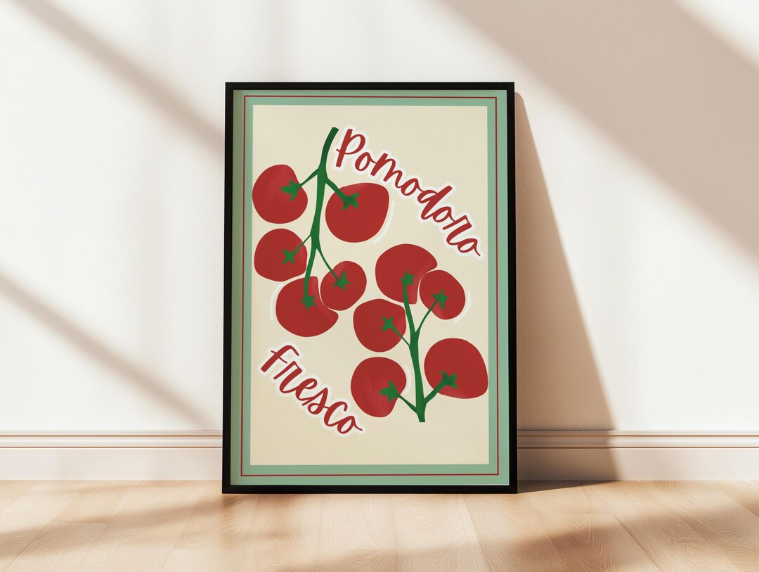 Printable Retro Red Tomato Art, Vintage Kitchen Decor, Instant Download ...