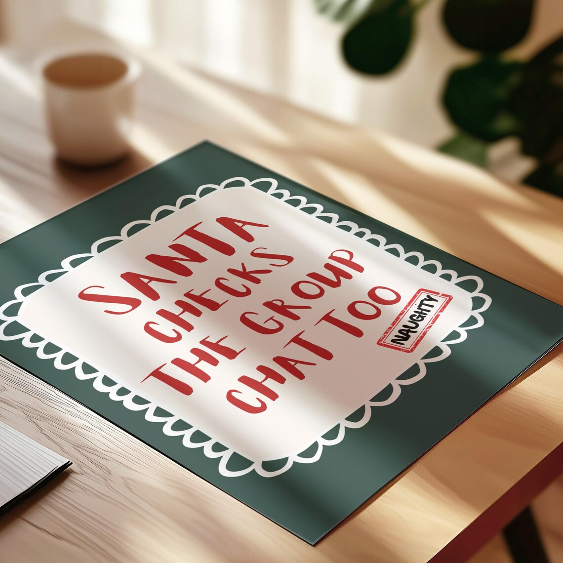 Funny Christmas Art Printable | Santa Checks Group Chat (digital ...