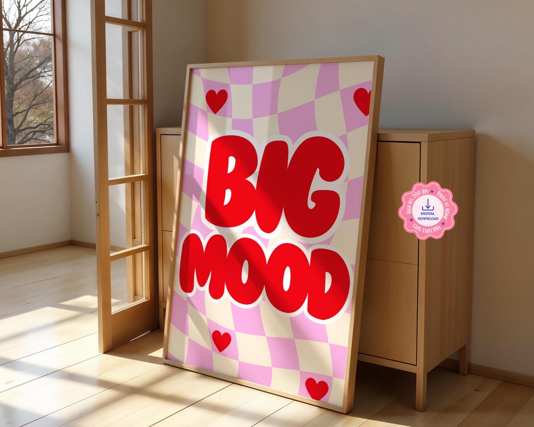 Pink Checkered Wall Art: Red Typography Motivational Poster (digital ...