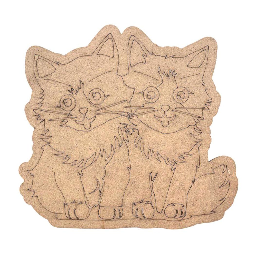 DIY Wooden Cat Craft for Kids, Natural Wood Cat Figure to Paint ...