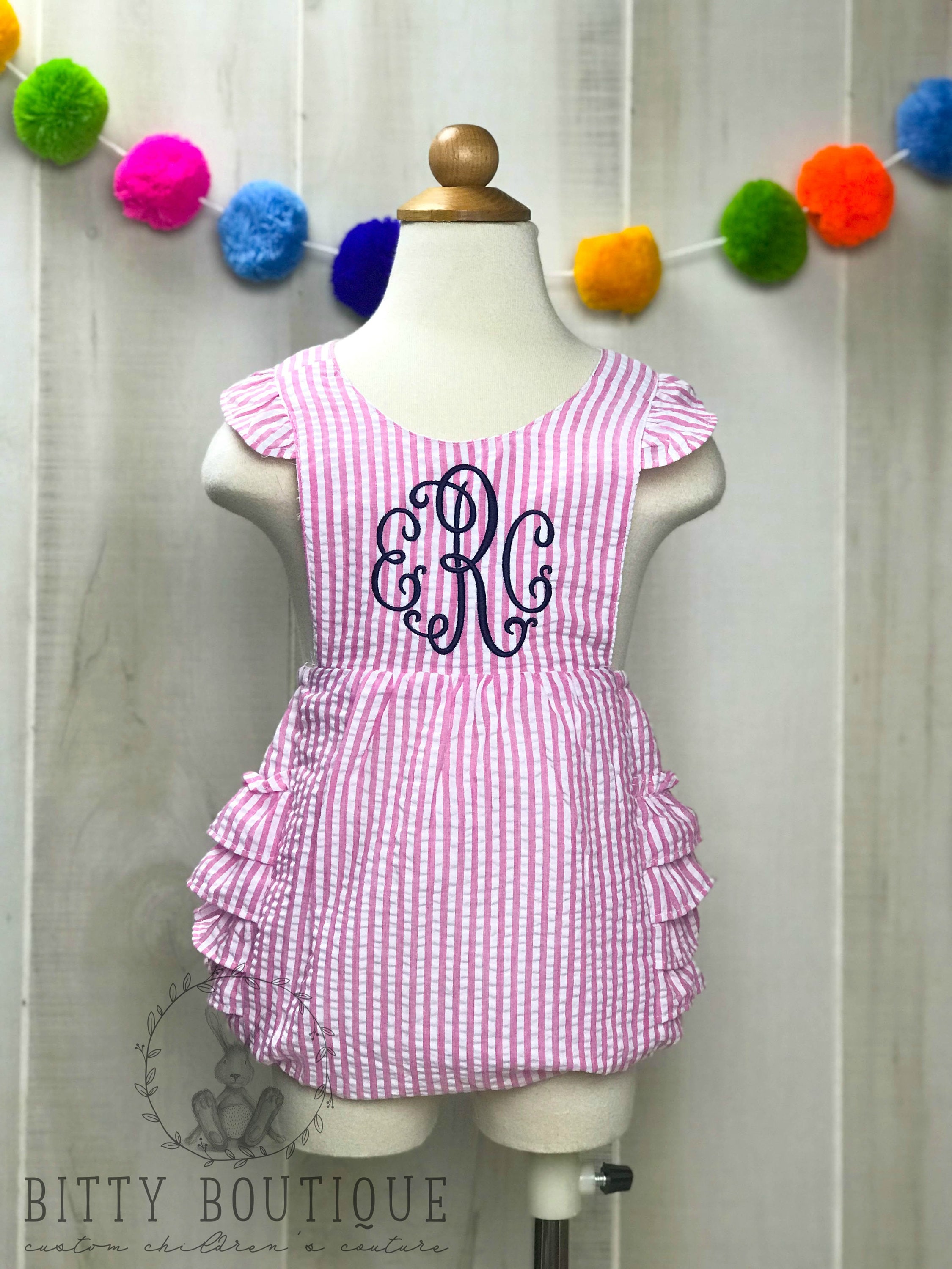 Ruffled Back Monogrammed Bubble - Etsy