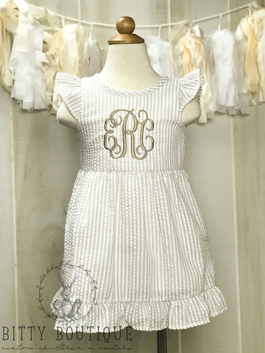 Girls Monogrammed Seersucker Dress - Etsy