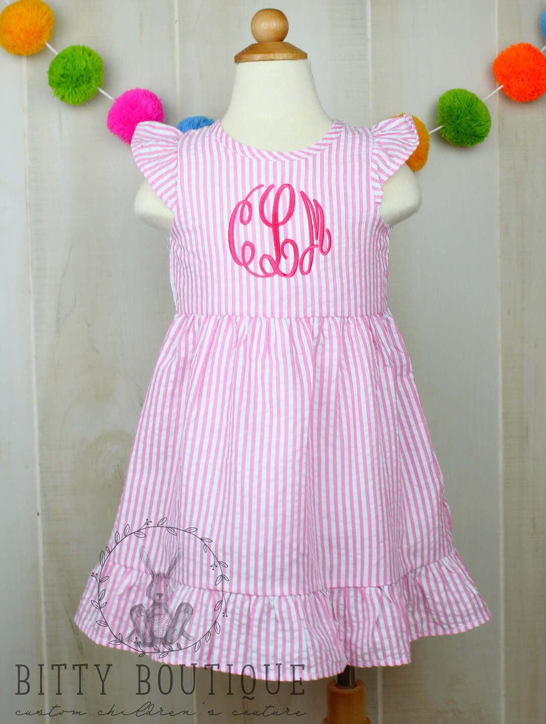 Girls Monogrammed Seersucker Dress - Etsy