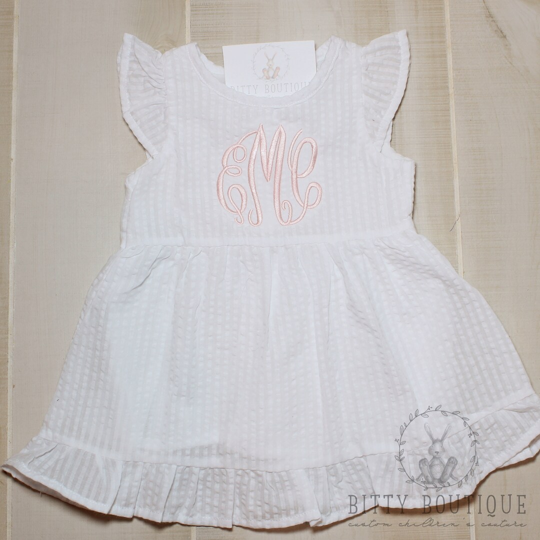 Girls Monogrammed Seersucker Dress - Etsy