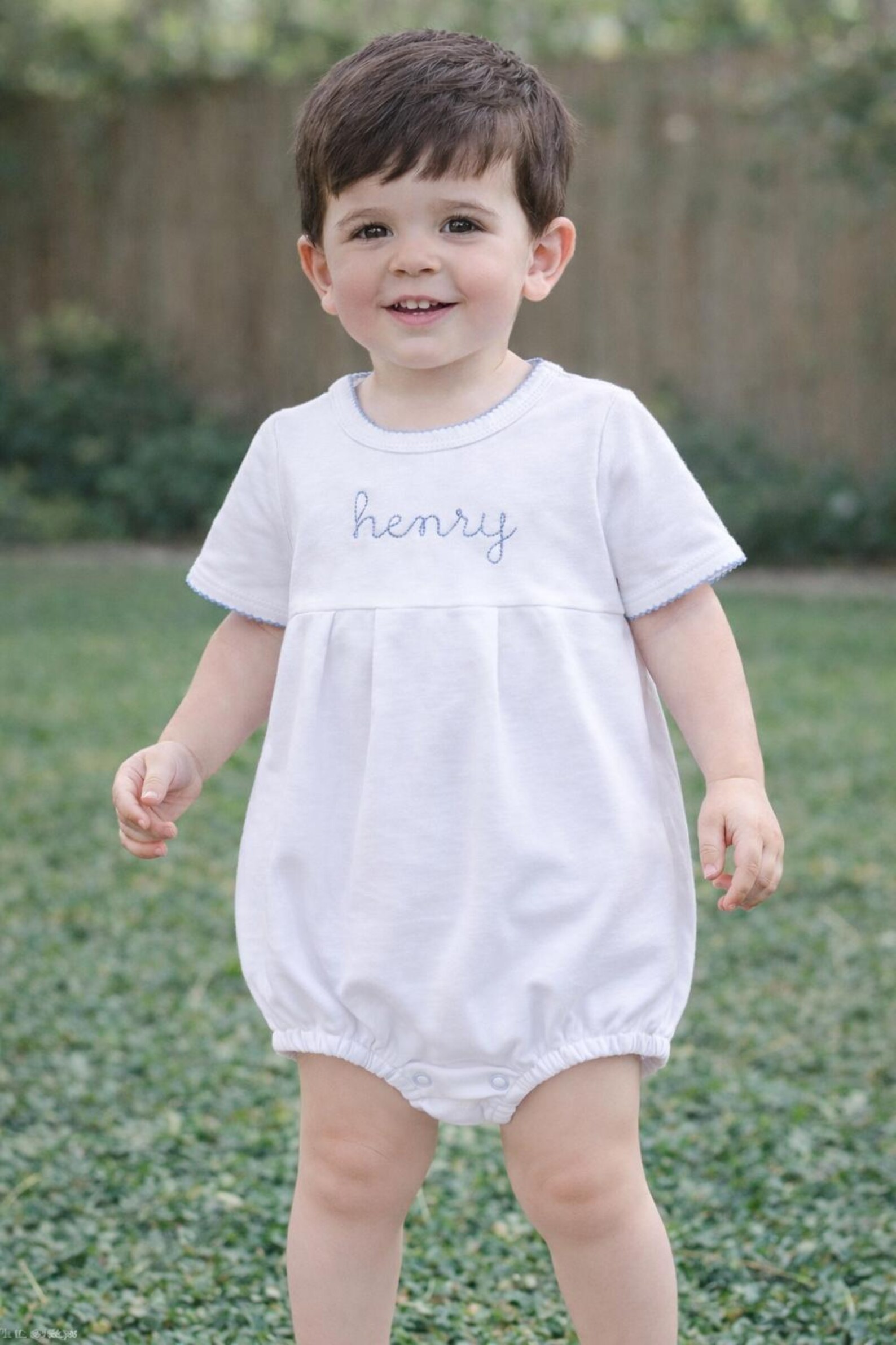 Personalized Baby Boy Bubble Romper – Custom Name Embroidery, Classic ...