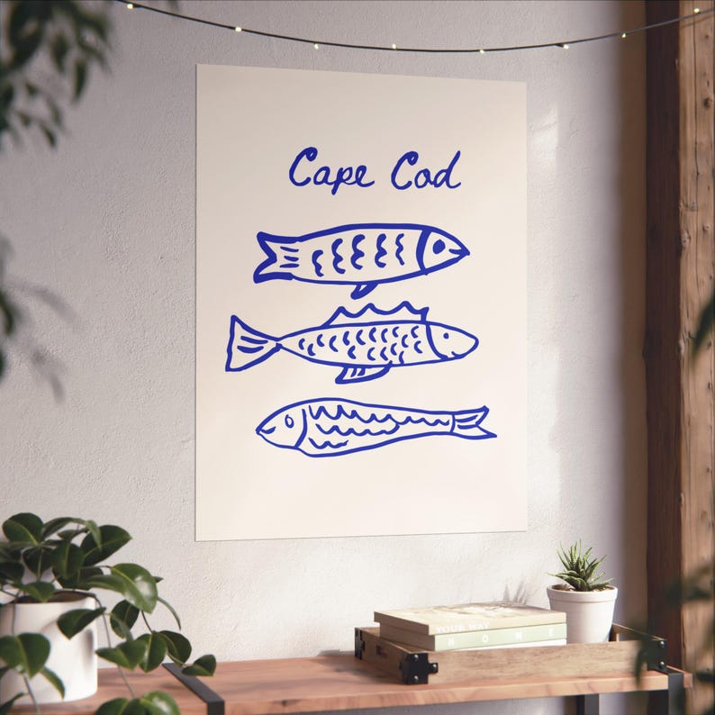 Cape Cod Fish Print - Nautical Coastal Wall Art (8x10-inch) - Etsy