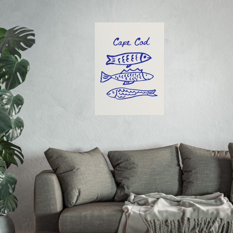 Cape Cod Fish Print - Nautical Coastal Wall Art (8x10-inch) - Etsy