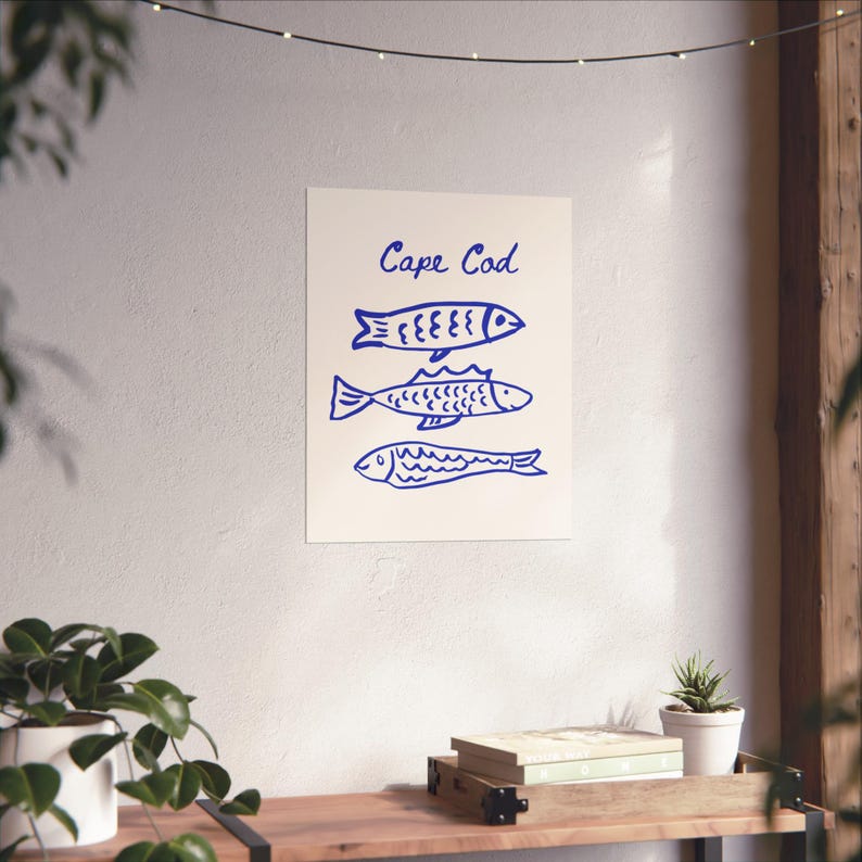 Cape Cod Fish Print - Nautical Coastal Wall Art (8x10-inch) - Etsy