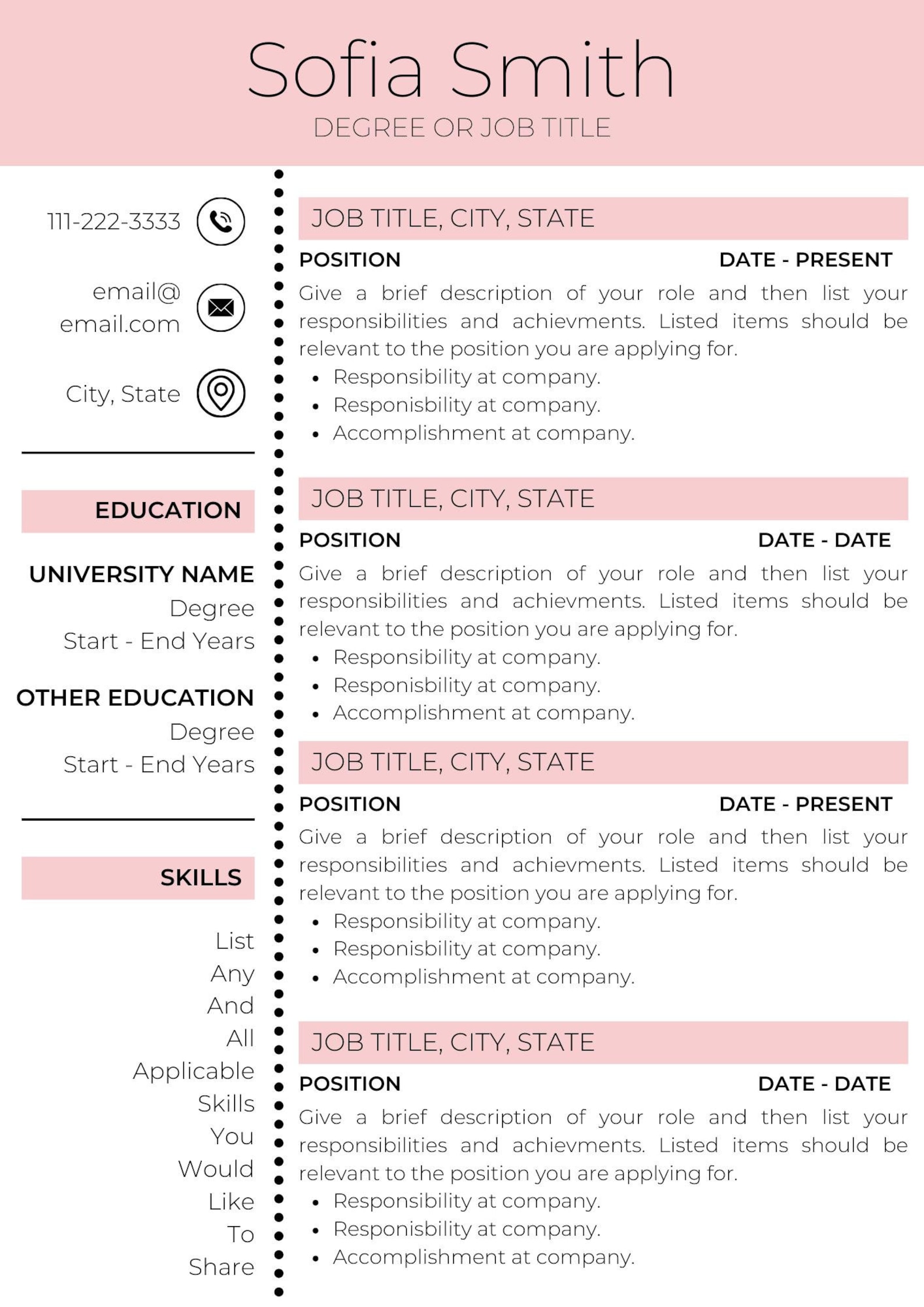 Resume Template, Application, Organized, Stand Out Resume, Unique ...