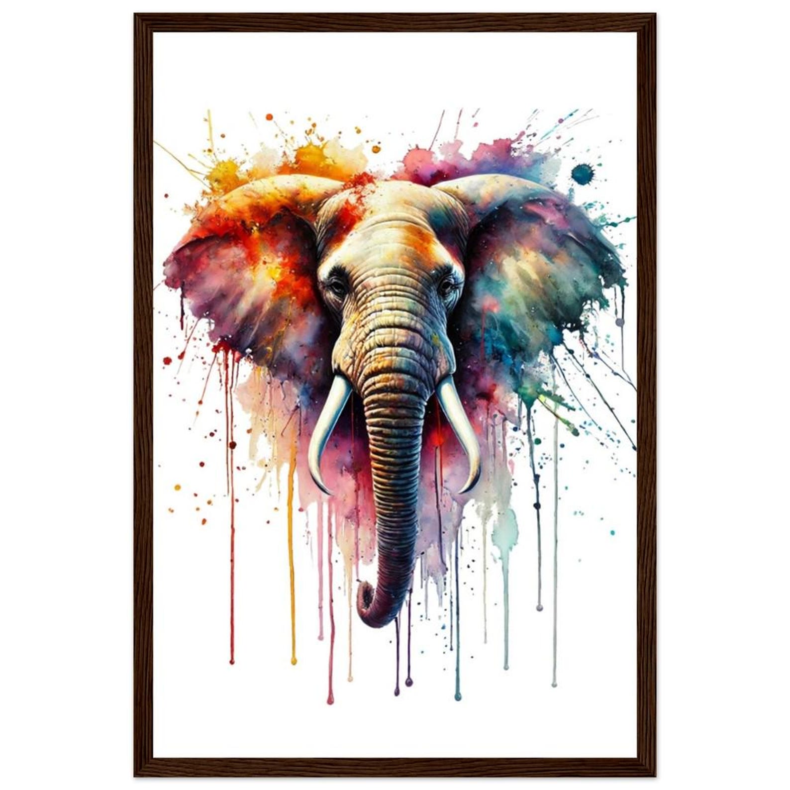 Vivid Elephant: Classic Semi-glossy Wooden Framed Poster - Etsy