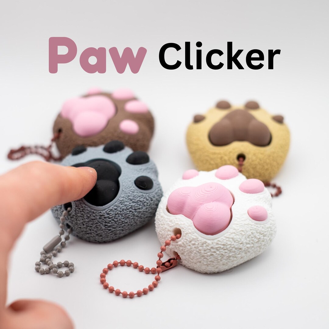 Cute Paw Fidget Clicker | Fuzzy Textured Sensory Keychain | Gift for ...