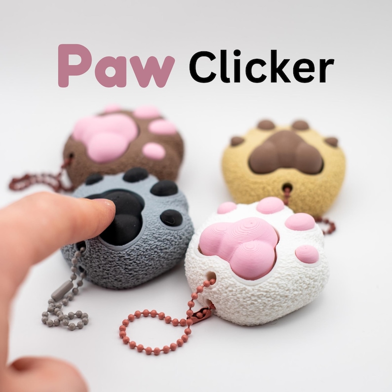 Fuzzy Paw Fidget Clicker Keychain: 3D Printed Sensory Toy - Etsy