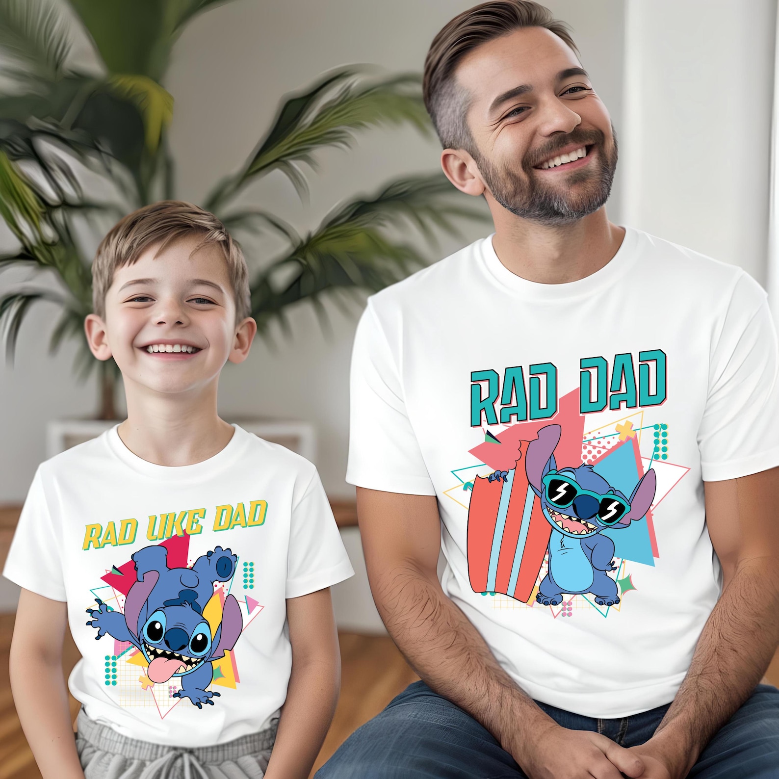 Disney Stitch Rad Dad Shirt Set, Matching Dad and Son Tees, Rad Like ...