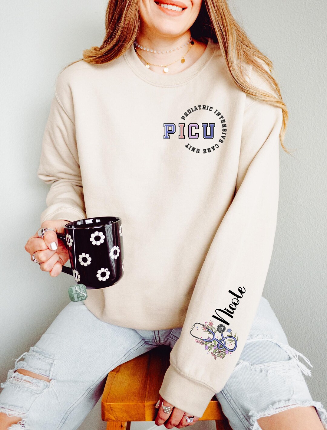 Custom PICU Nurse Sweatshirt, PICU Pediatric Nurse Hoodie, PICU Team ...