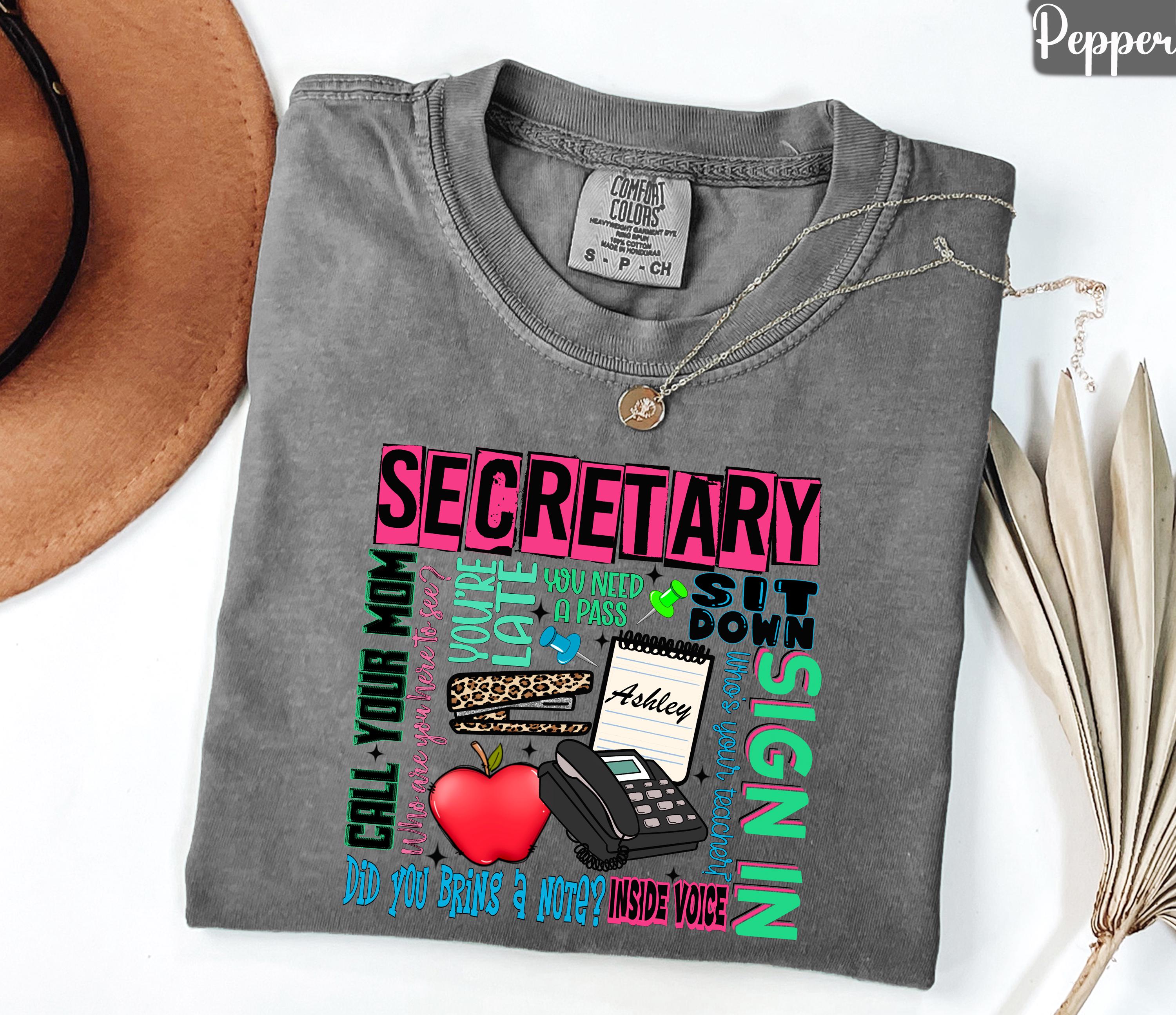 Comfort Colors® Secretary Shirt, Personalized School Secretary Tee ...