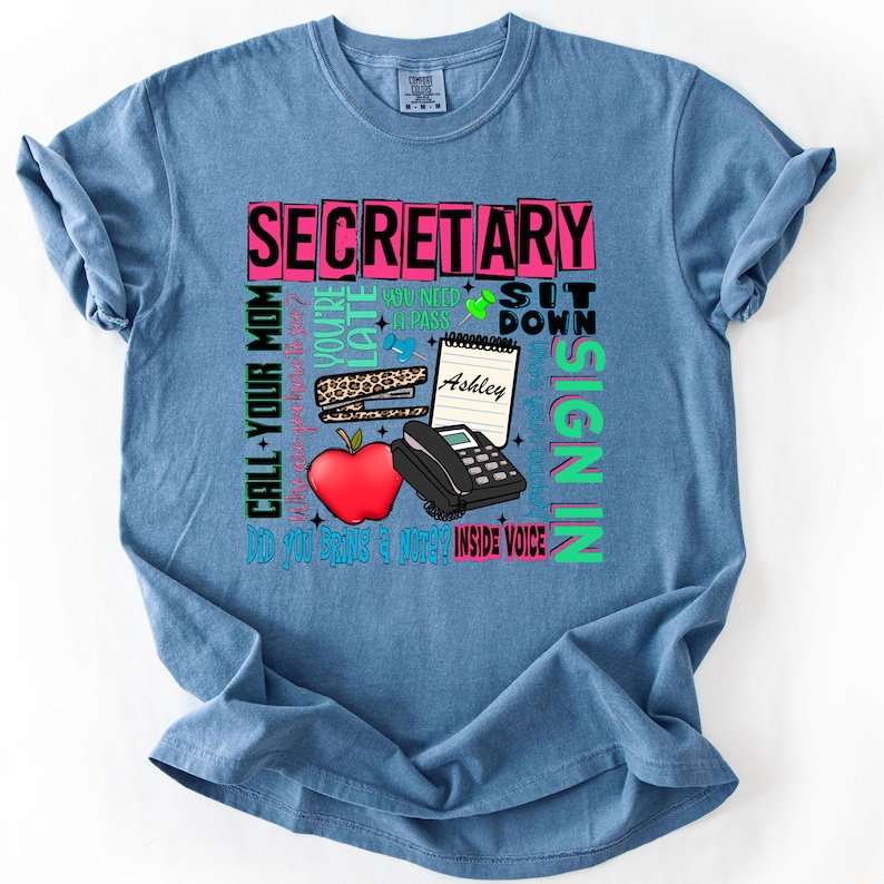 Comfort Colors® Secretary Shirt, Personalized School Secretary Tee ...