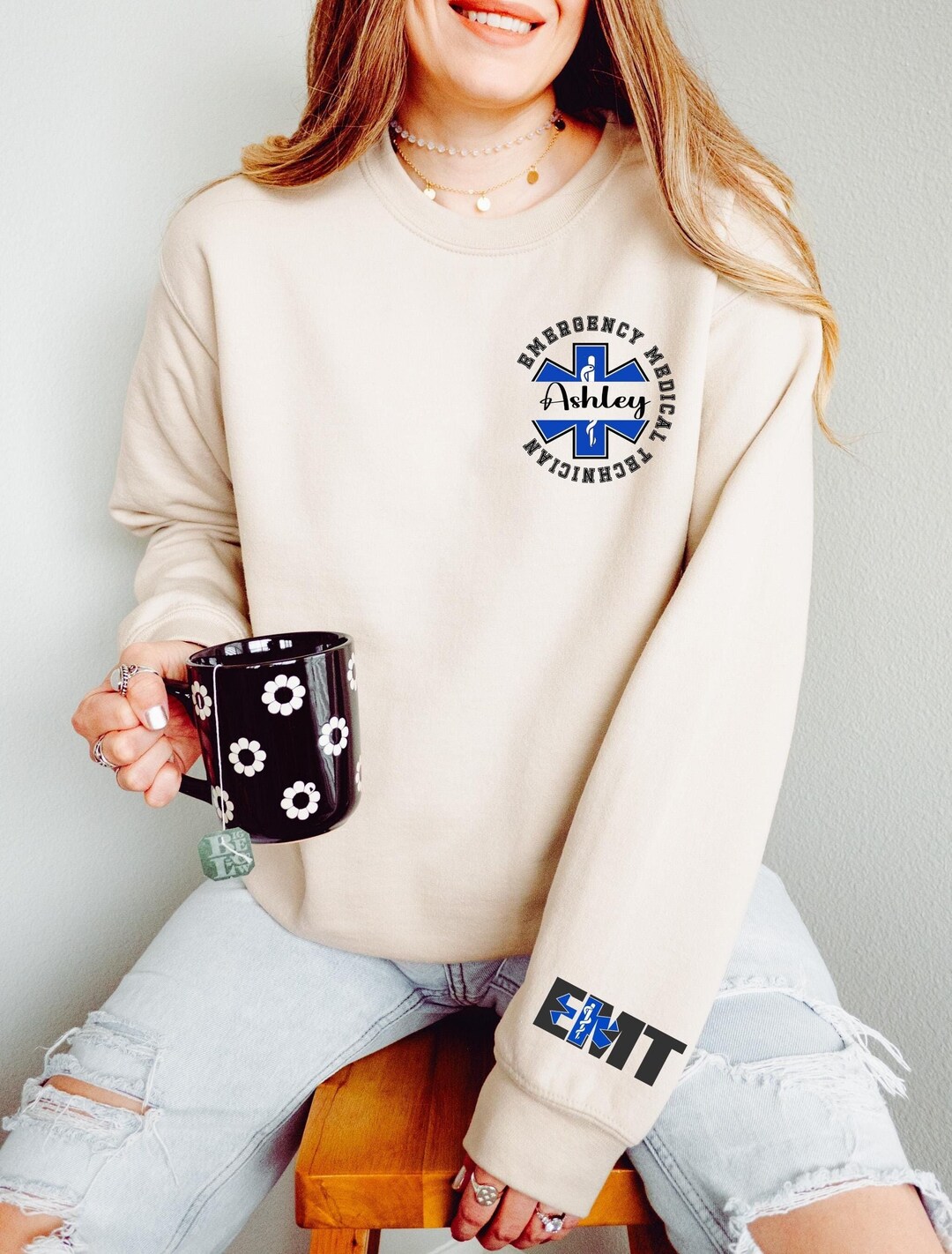 Personalized EMT Nurse Sweatshirt, Custom Emergency Medical Technicians ...