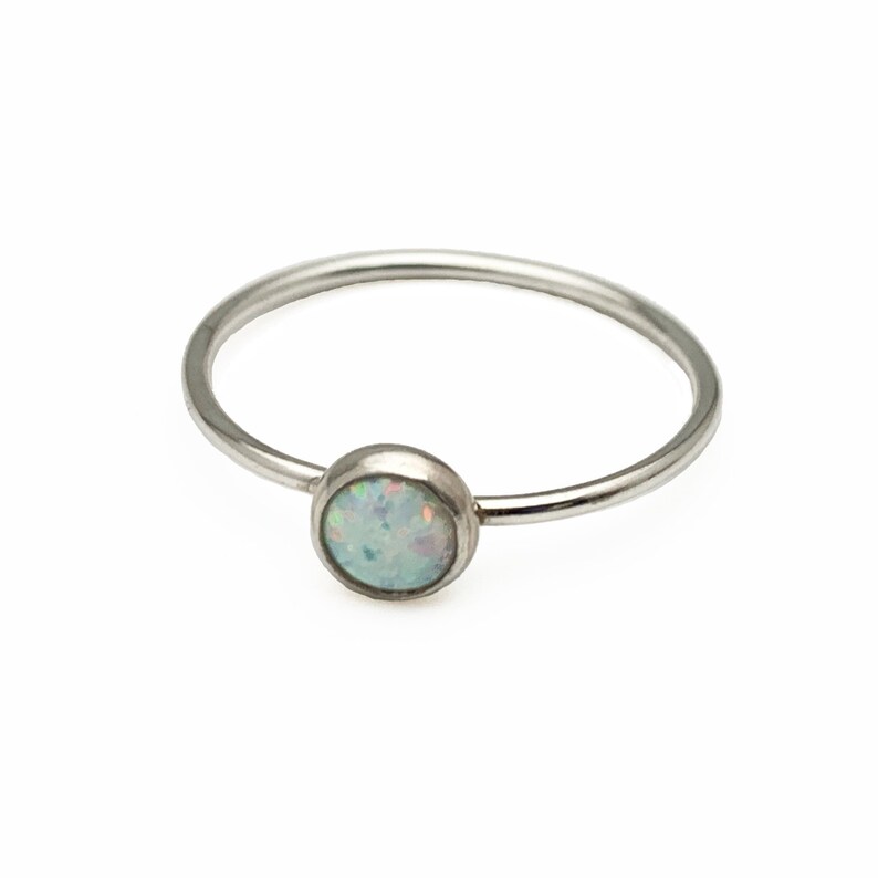 Opal Stacking Ring. Solid 925 Sterling Silver With Simulated - Etsy