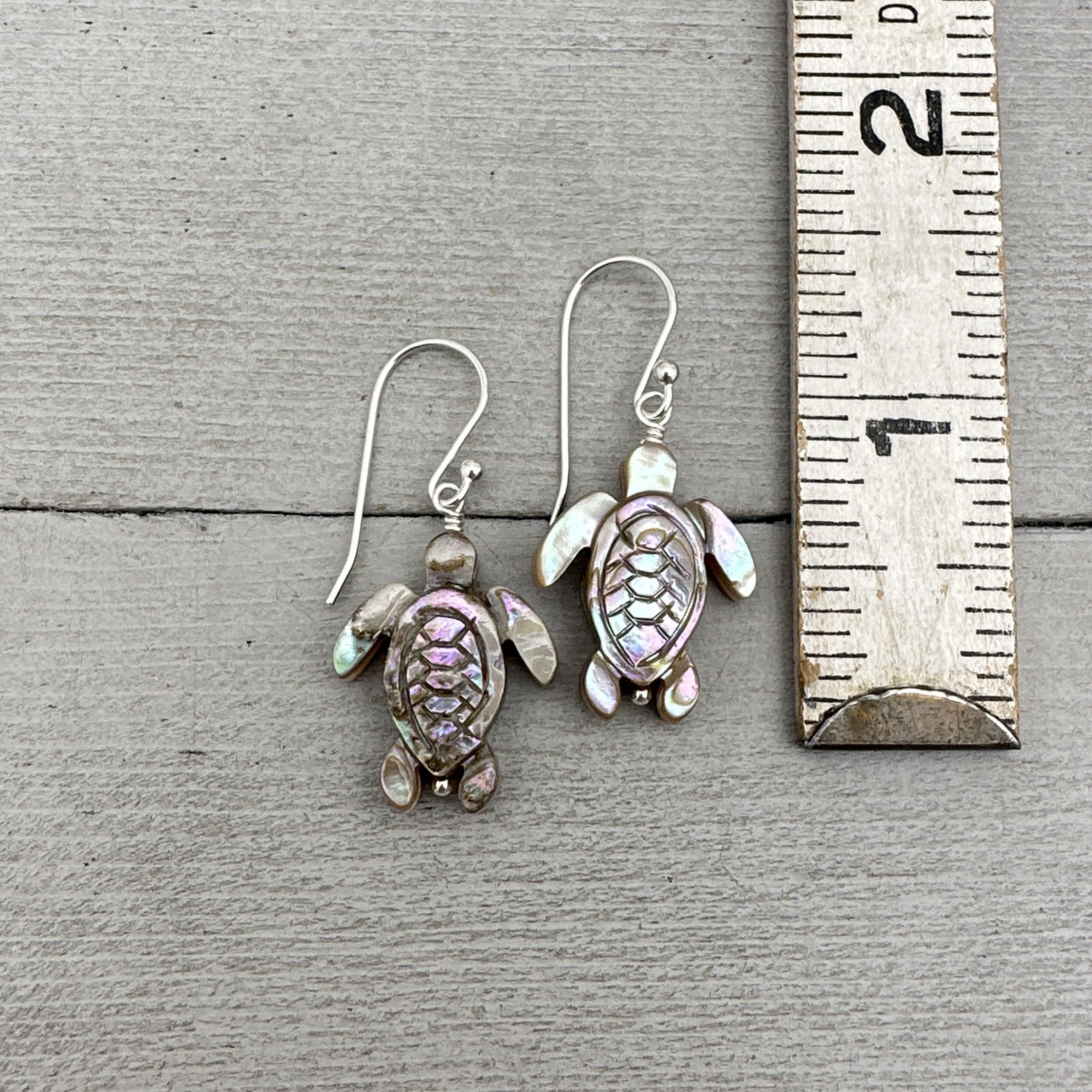 Paua Abalone Shell Sea Turtle and Sterling Silver Earrings. Mother of ...