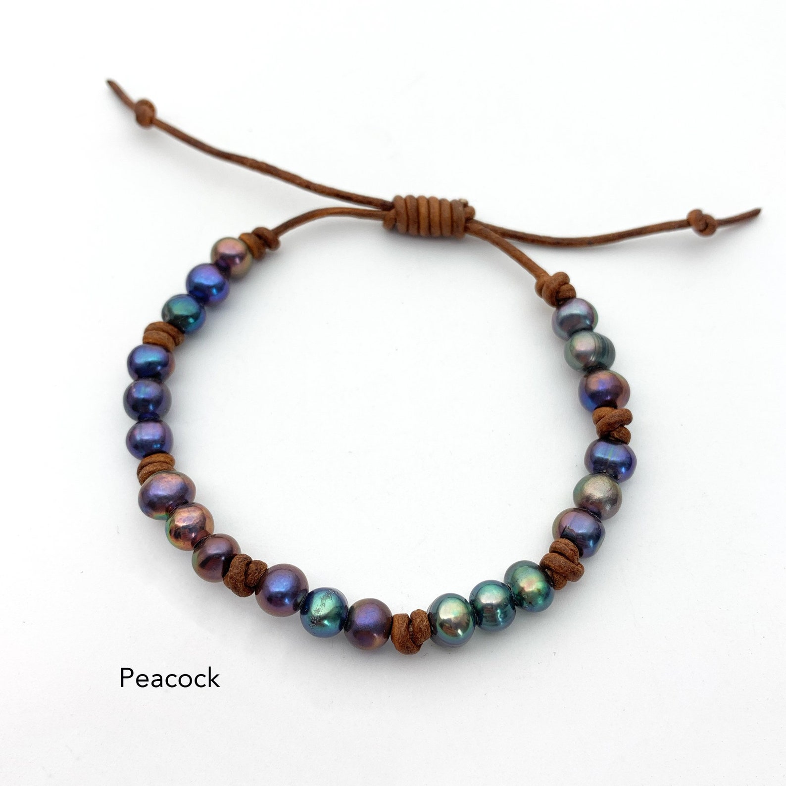 Leather and Pearl Stacking Bracelets. Rustic Brown Leather With Your ...