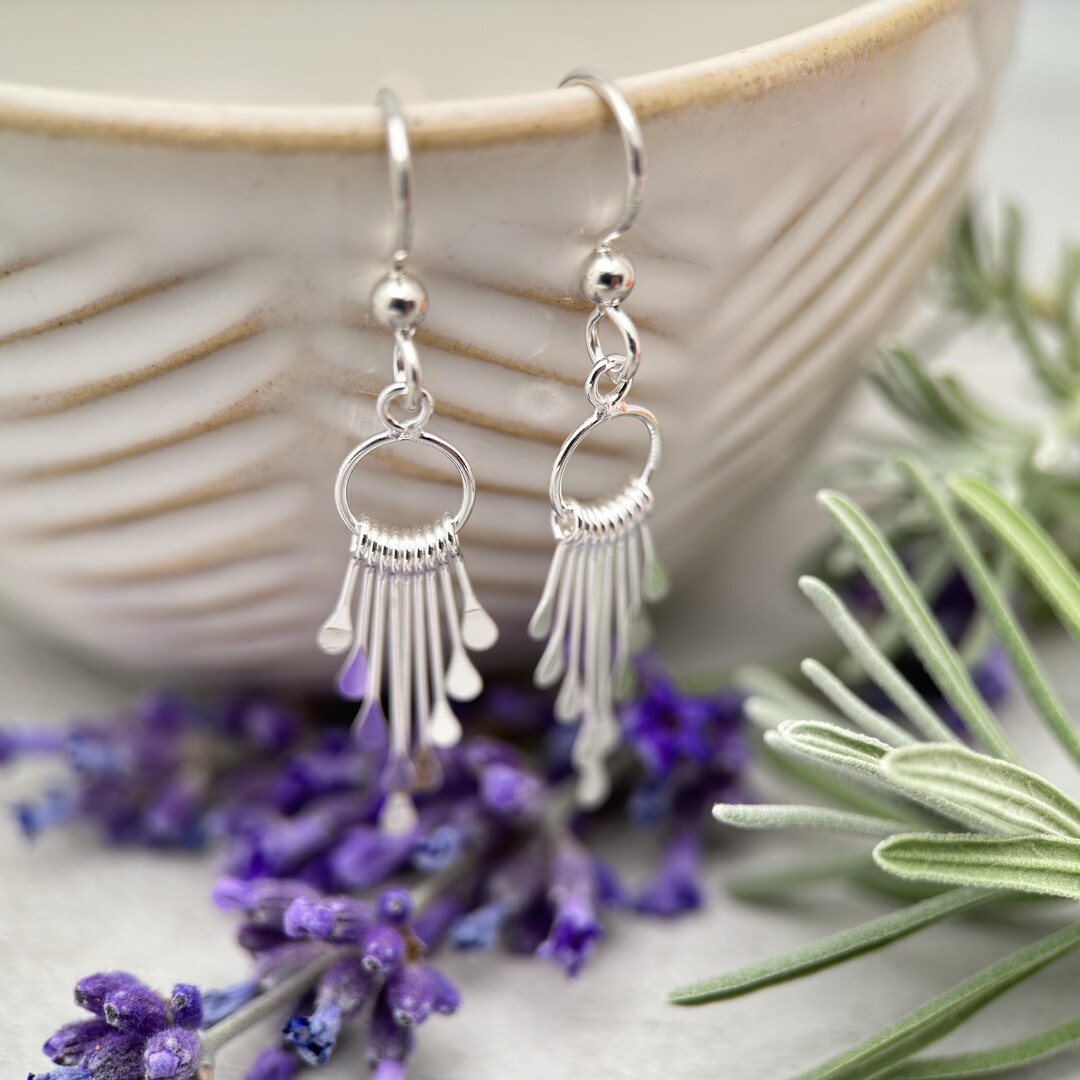 Sterling Silver Sunburst Tassel Earrings - Etsy
