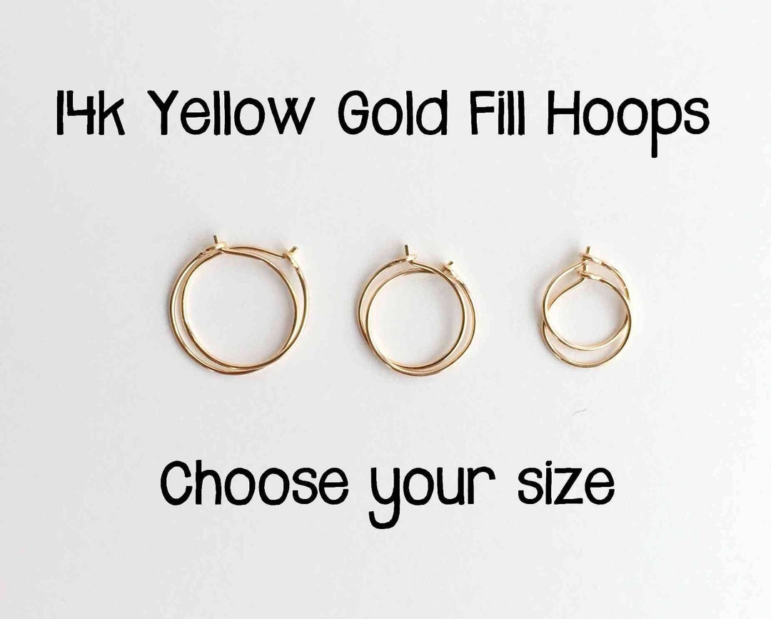 Little 14K Yellow Gold Filled Hoop Earrings. Small Huggy Hoops, Little ...