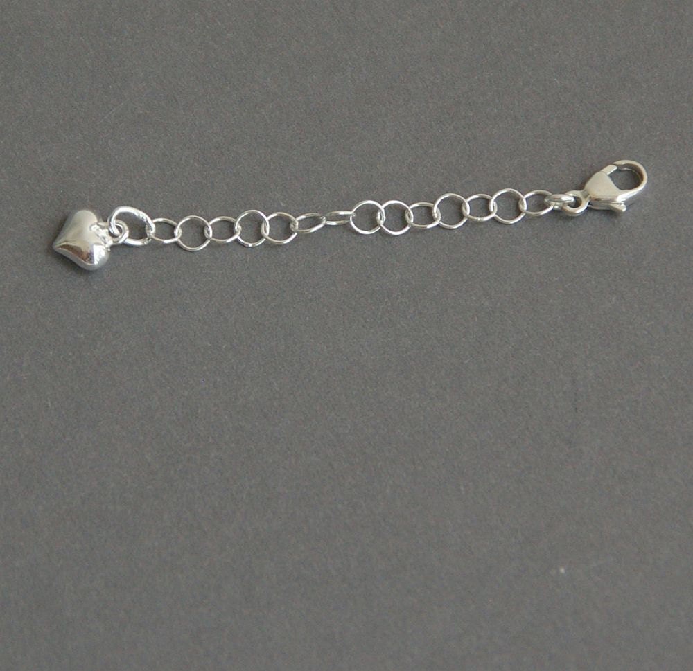 Sterling Silver Necklace Extender With Heart Charm - Choose Your Size ...