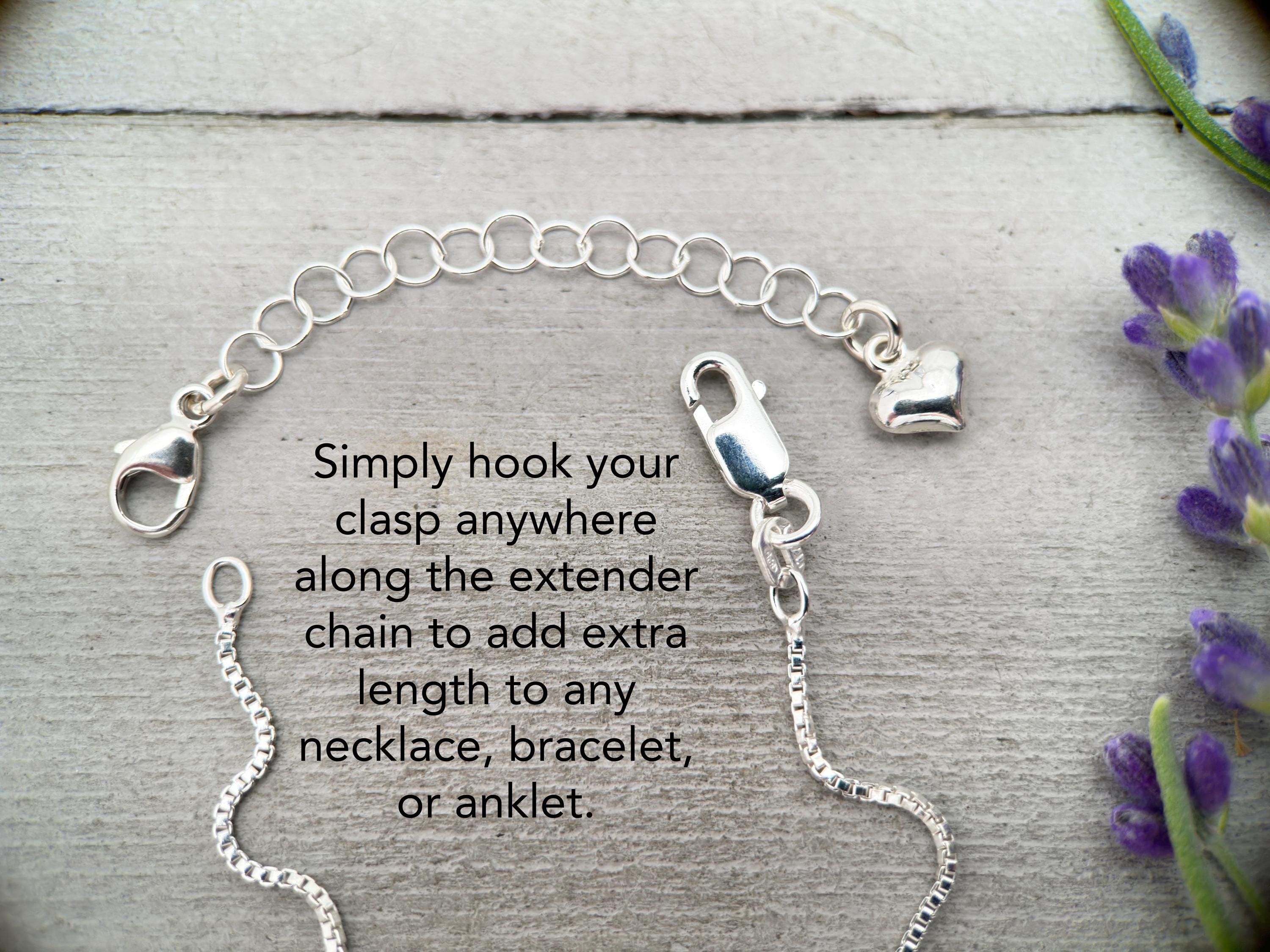 Sterling Silver Necklace Extender With Heart Charm - Choose Your Size ...