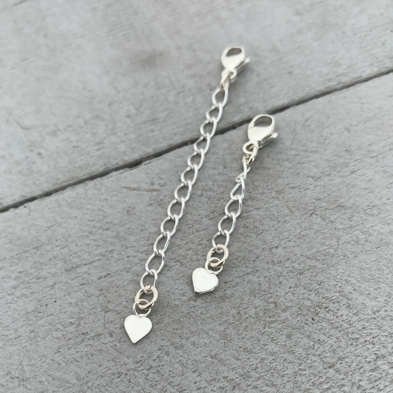 Sterling Silver Jewelry Extender With Silver Heart Charm ...