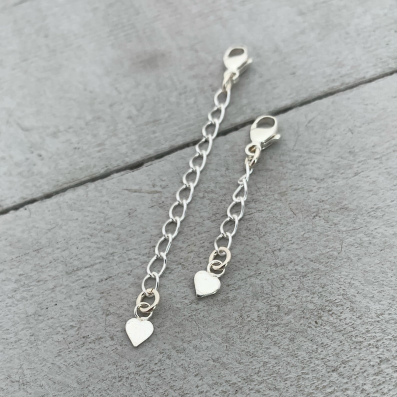 Sterling Silver Jewelry Extender With Silver Heart Charm ...