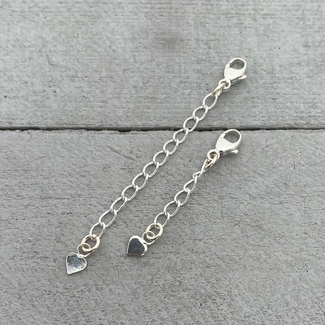 Sterling Silver Jewelry Extender With Silver Heart Charm ...
