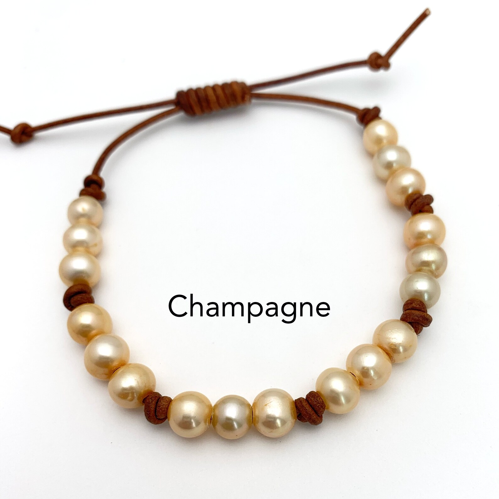 Leather and Pearl Stacking Bracelets. Rustic Brown Leather With Your ...