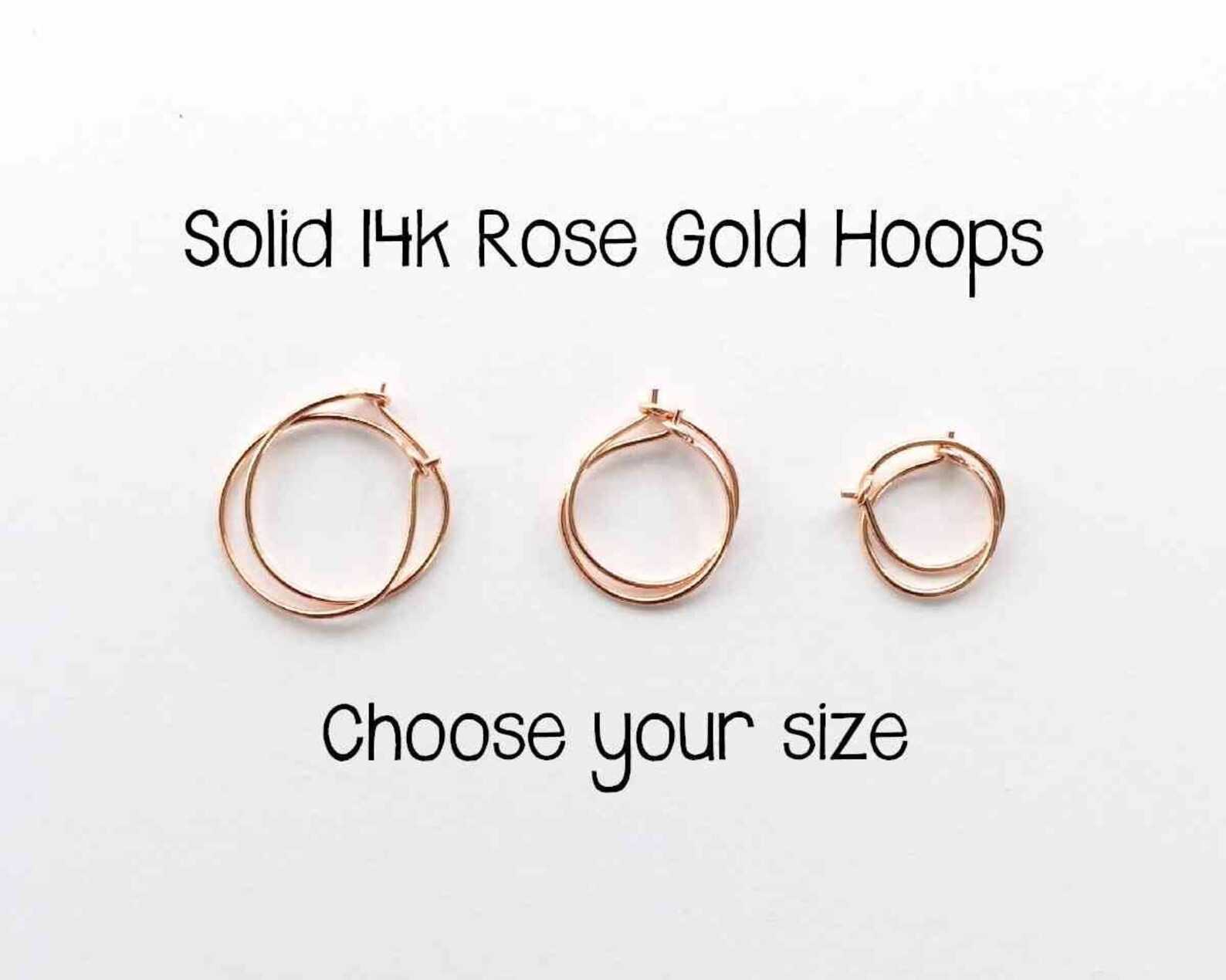 Solid 14k ROSE Gold Hoops. 14k Solid Gold Hoop Earrings. Pink - Etsy