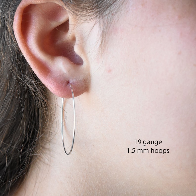 Large Silver Hoop Earrings. Solid 925 Sterling Silver Hoops. | Etsy