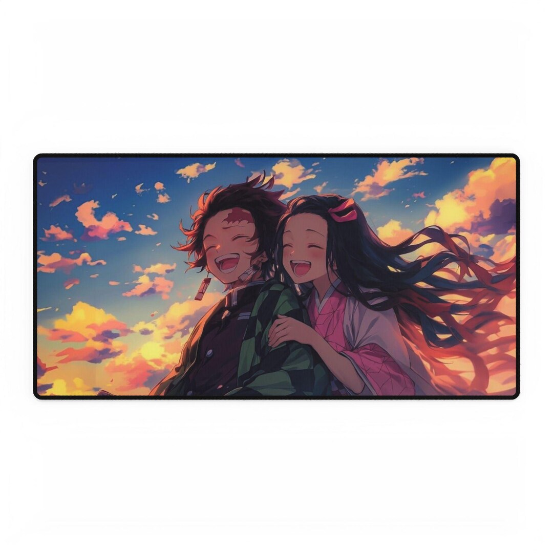 Anime Desk Mats, Tanjiro and Nezuko in Evening Light, Demon Slayer Desk ...