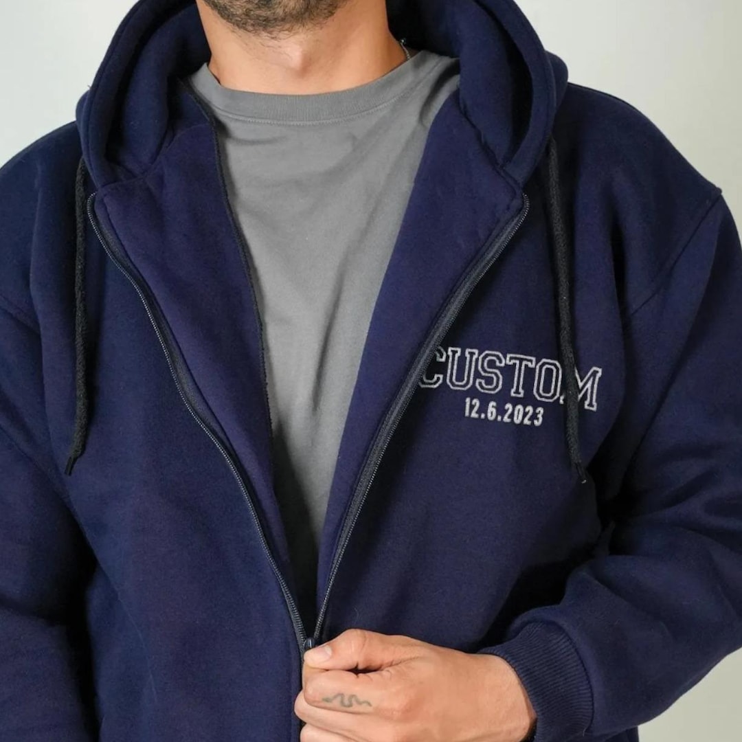 Custom Embroidered Zip up Jacket: Personalized Text or Name Appeals ...
