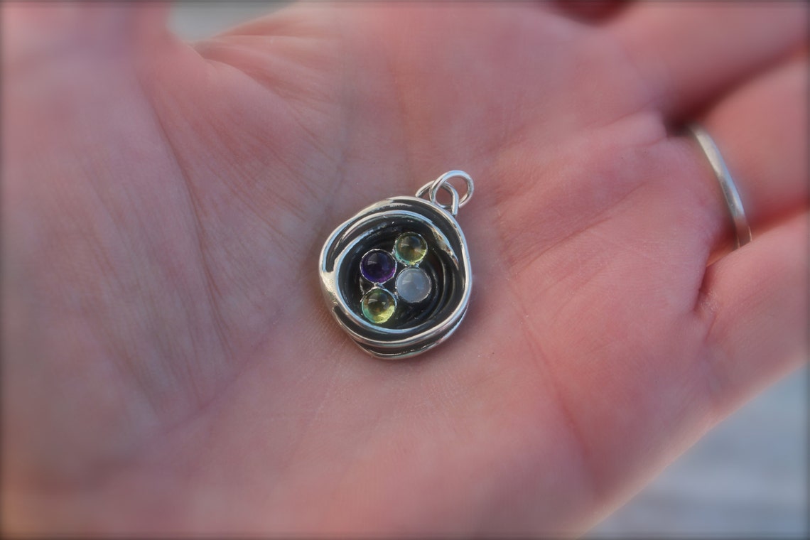 Stones Nest Necklace. Mothers Day. Birthstone.handmade. Bird Nest ...