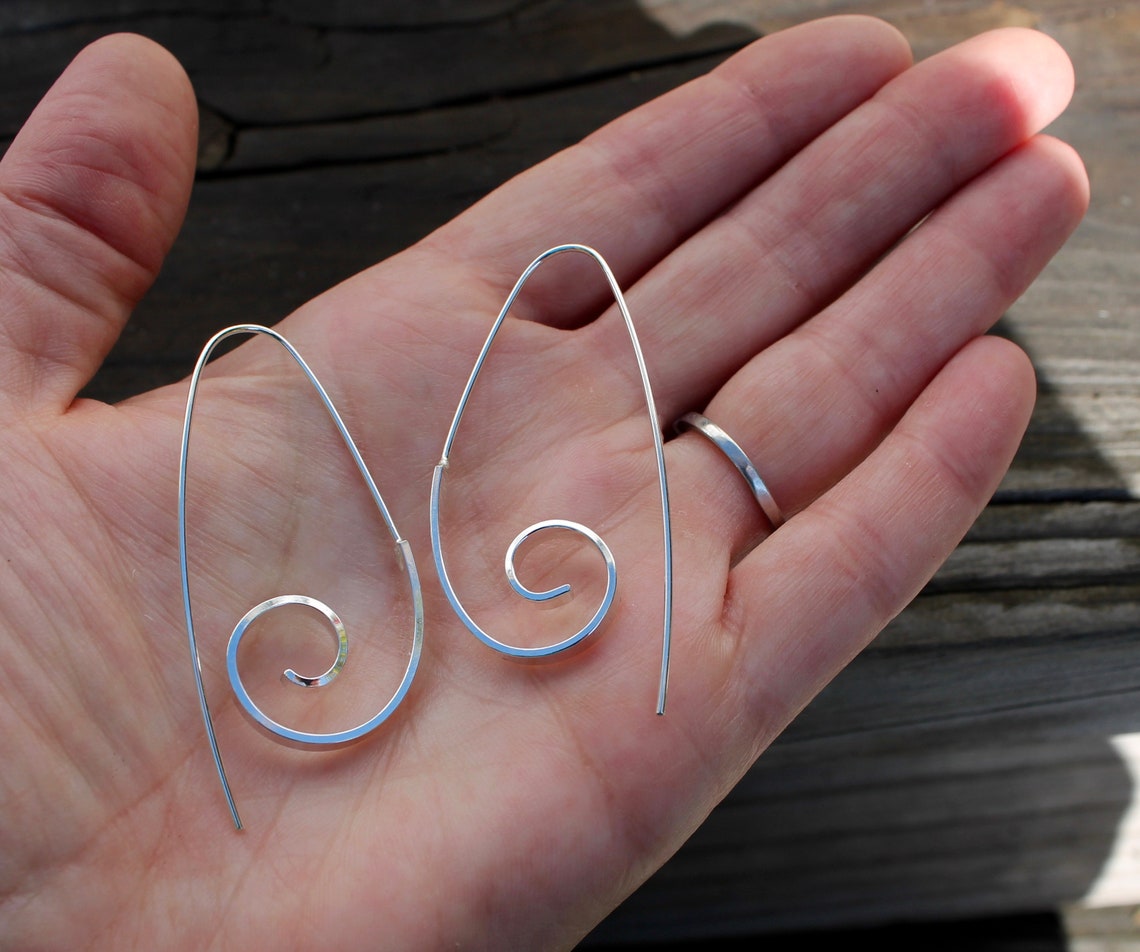 Long Swirl Earrings Sterling Silver Wear With Everything the - Etsy