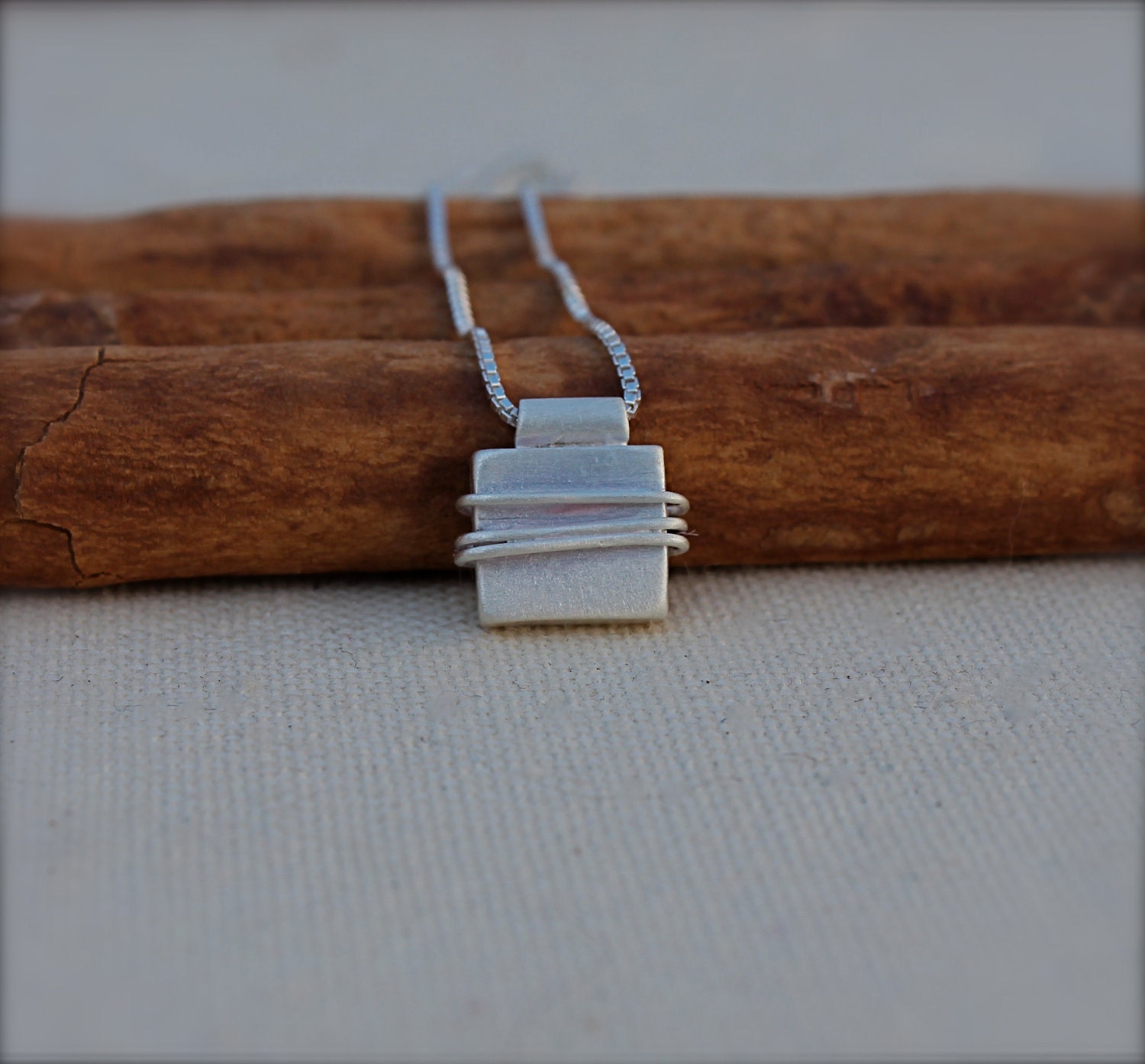 Solid Sterling Silver Mini Pendant with Silver Wire Design. | Etsy